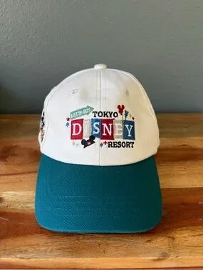Disney | Accessories | Tokyo Disney Lets Go Hatcap Cream And Teal ...